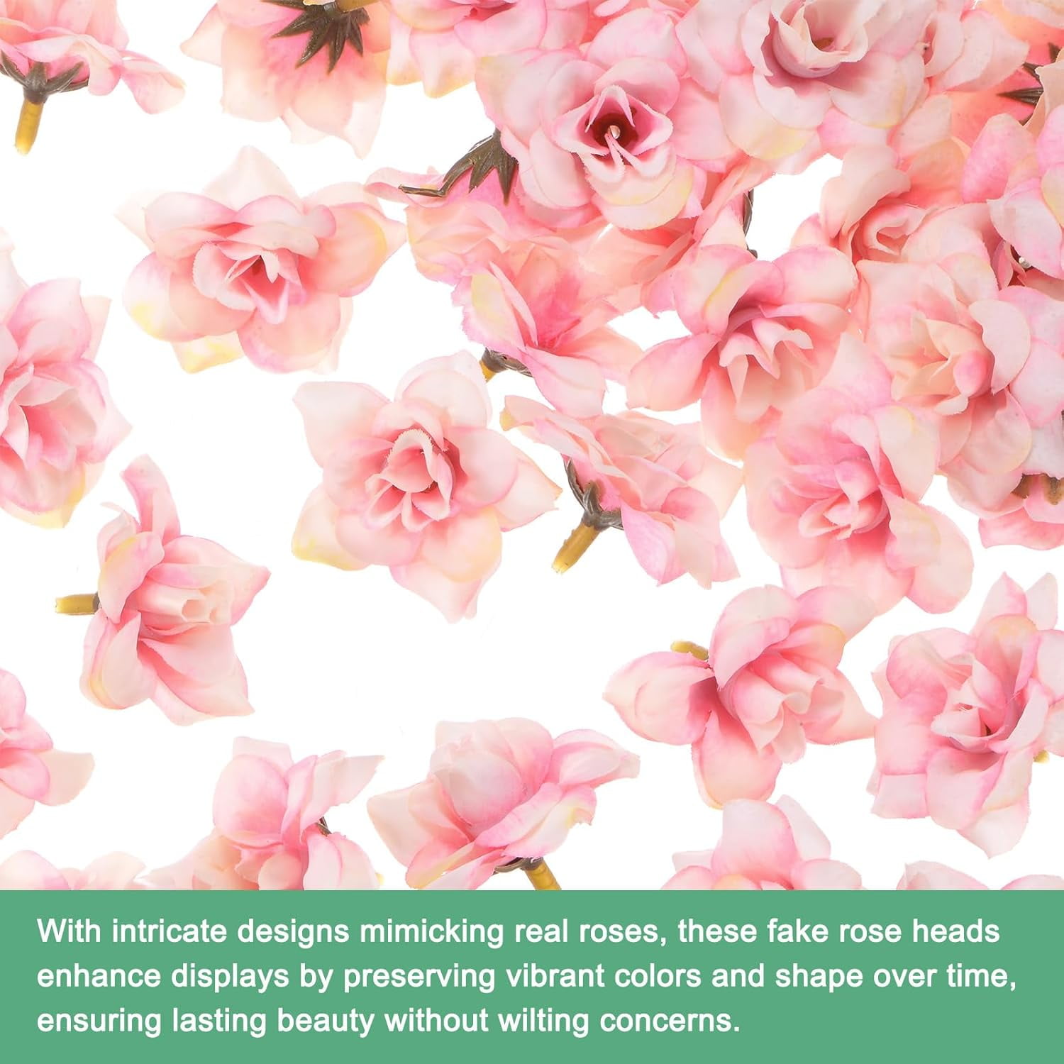 UUGHWW-50-Pack Artificial Roses Heads, Silk Faux Rose Head for Wedding ...