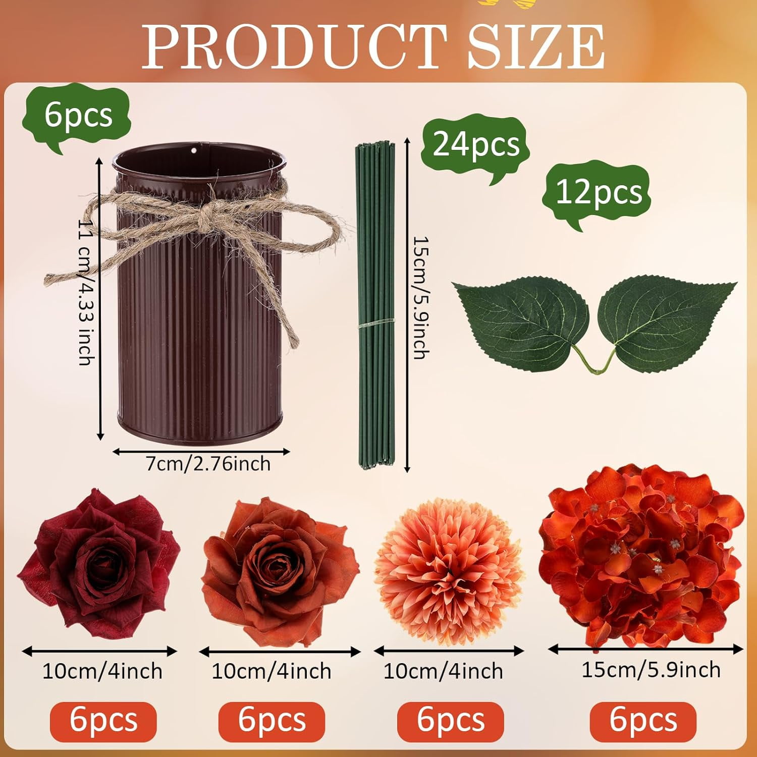 UUGHWW-6 Sets Artificial Fall Thanksgiving Centerpiece for Tables Faux ...
