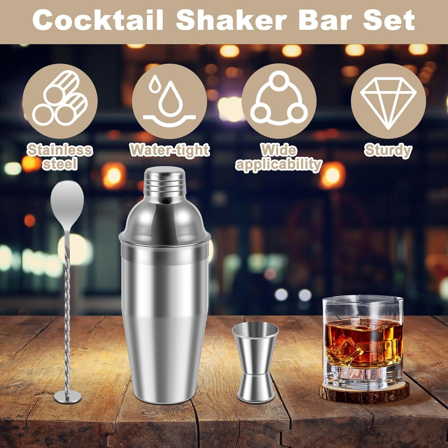 UUGHWW-6PCS Cocktail Shaker Bar Set 25oz Martini Shaker Set with ...