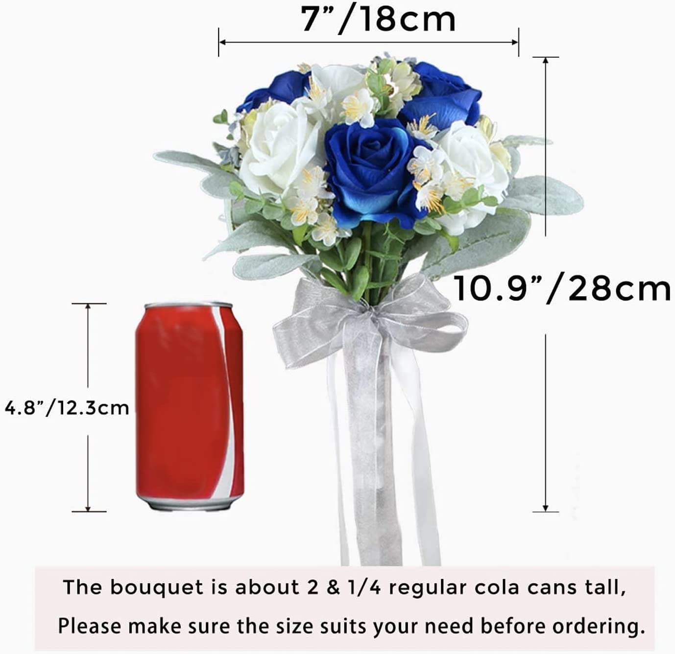 UUGHWW-7\u201c Blue Wedding Bouquet for Bride Bridesmaid Artificial ...