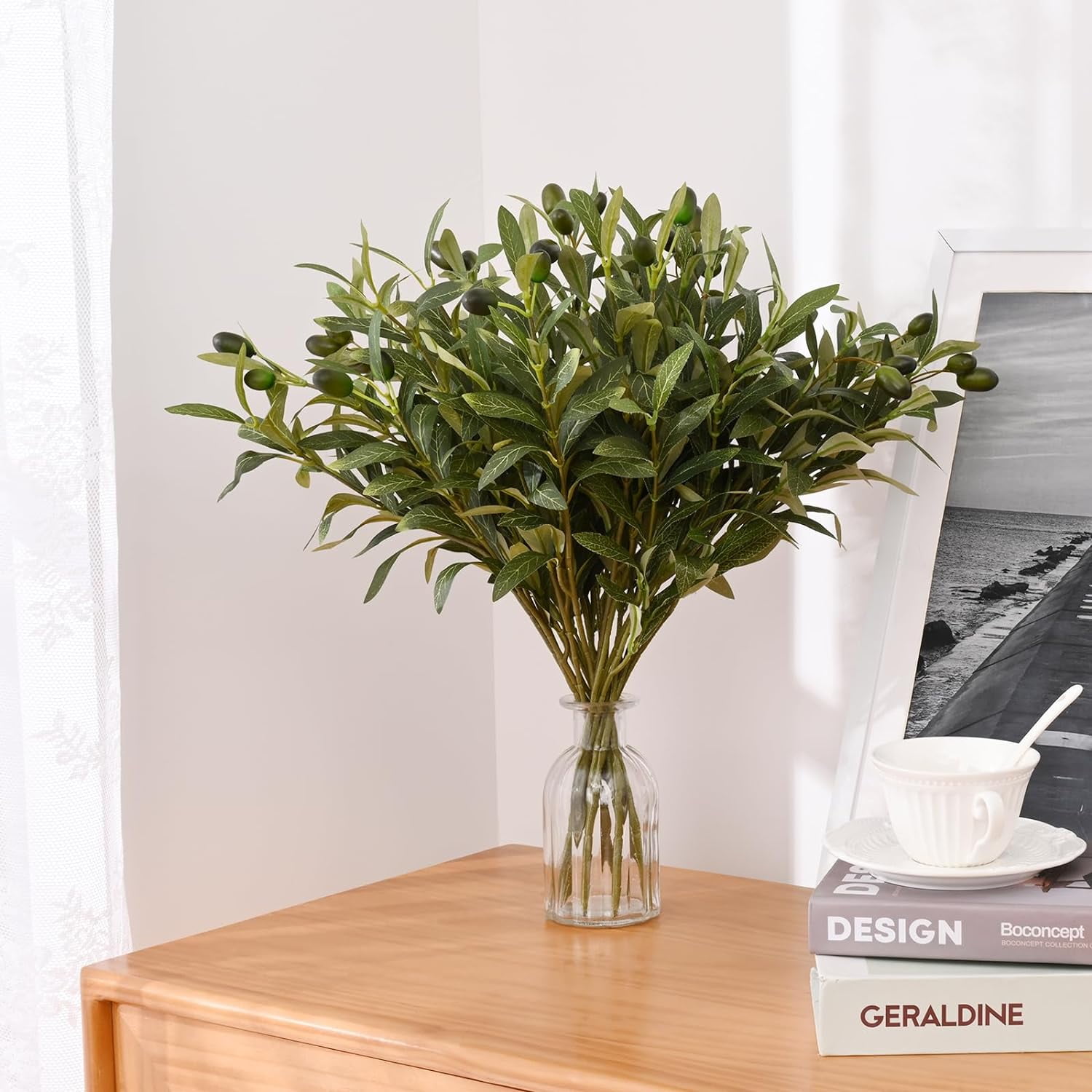 UUGHWW-8 Pcs Faux Greenery Stems, Olive Tree Branches for Vases ...