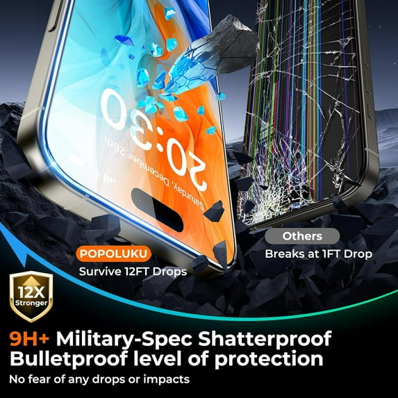 UUGHWW-9H+ Military-Grade Tempered Glass for iPhone 17 Pro Max Privacy ...