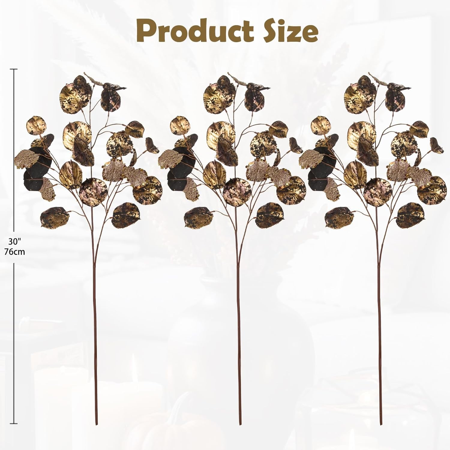 UUGHWW-Artificial Aspen Leaf Stems \u2013 Set of 3 Gold, 30\u201d Tall ...