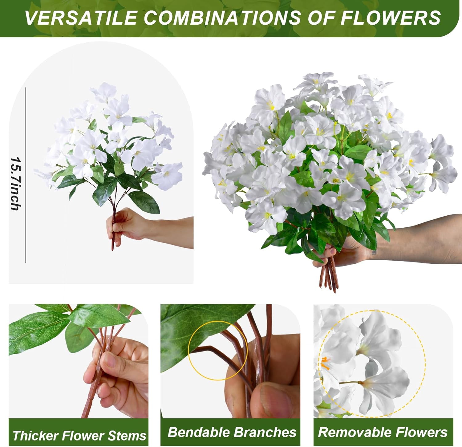 UUGHWW-Artificial Azalea Flowers for Outdoors 4 Bundles Fake Silk ...
