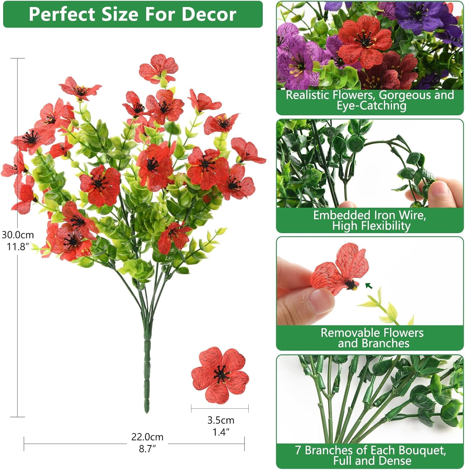 UUGHWW-Artificial Fake Flowers Plants Outdoors Spring Decor, Faux ...
