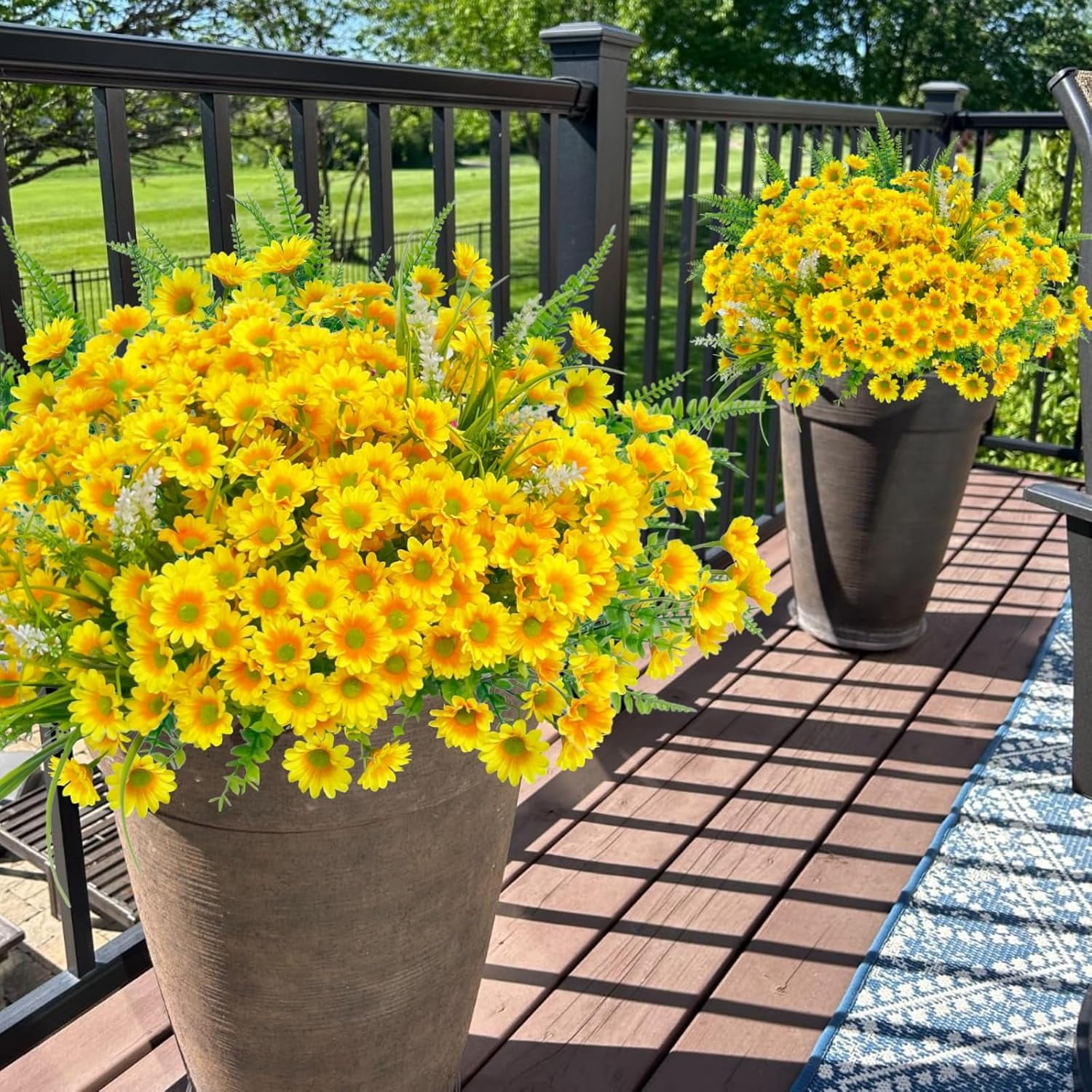 UUGHWW-Artificial Faux Mums Flowers Plants for Outdoor Outside Planters ...