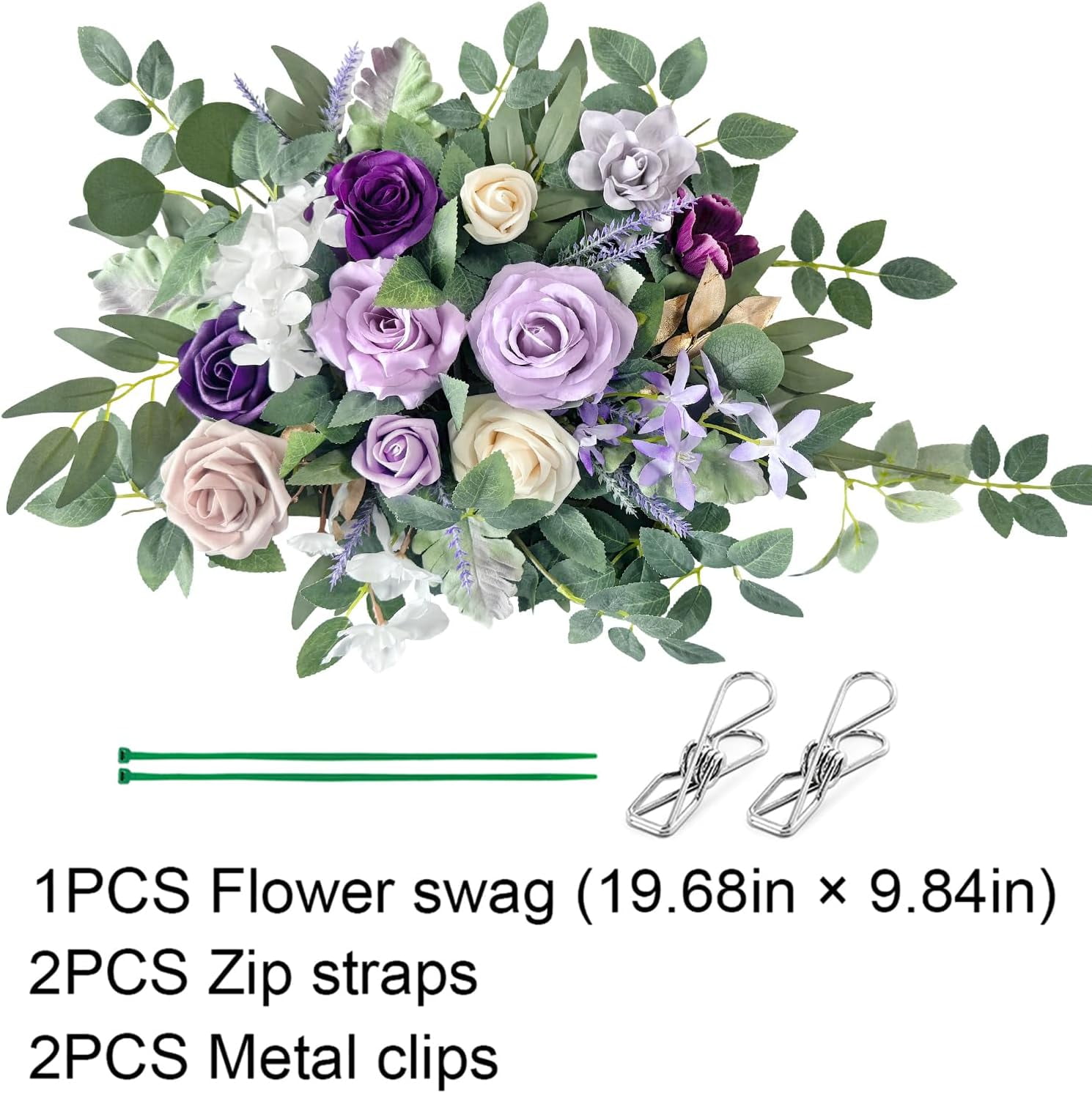 UUGHWW-Artificial Floral Swag, Purple Rose Flower Swag for Wedding ...