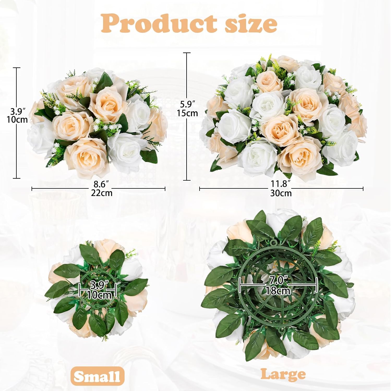 UUGHWW-Artificial Flower Balls for Table Centerpieces \u2013 2PCS 8.6 ...
