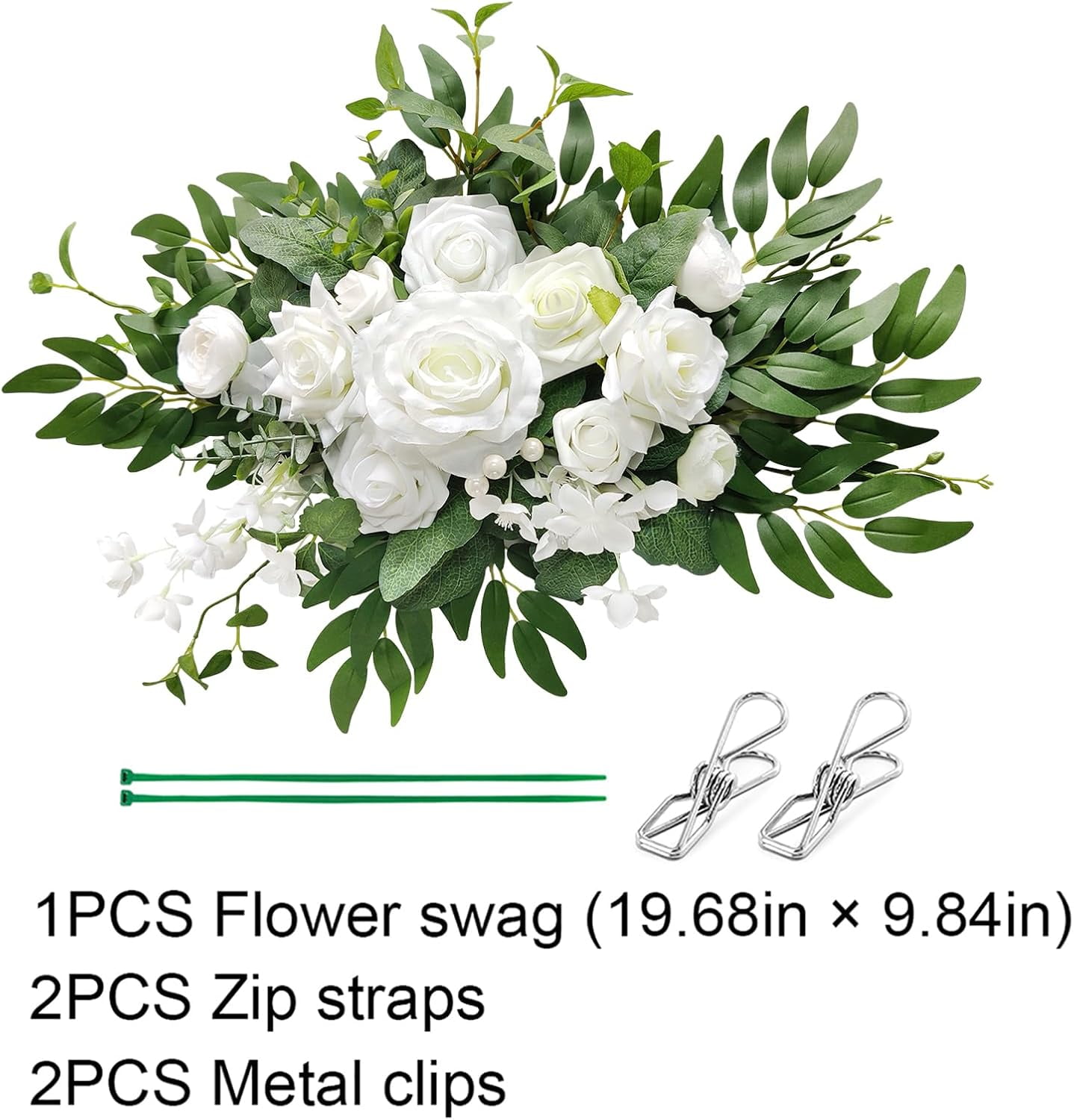 UUGHWW-Artificial Flower Swag, Wedding Sign Flowers White Rose Flower ...
