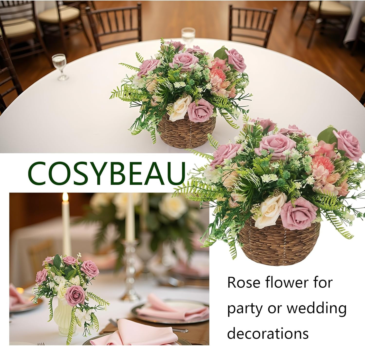 UUGHWW-Artificial Flowers 25pcs Fake Roses, Brick Red Foam Rose Faux ...
