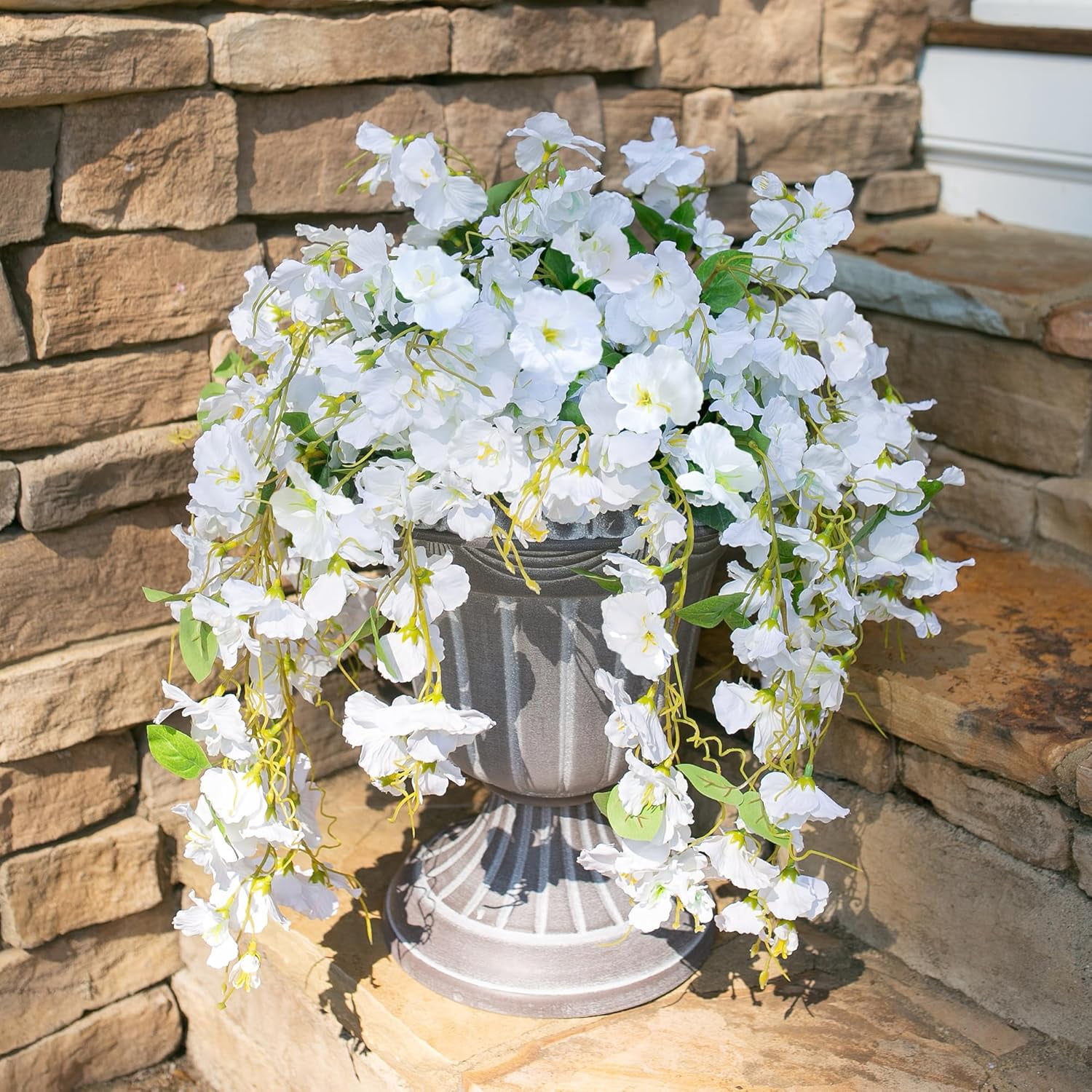 UUGHWW-Artificial Hibiscus Fake Hanging Flowers Plants for Outdoor ...