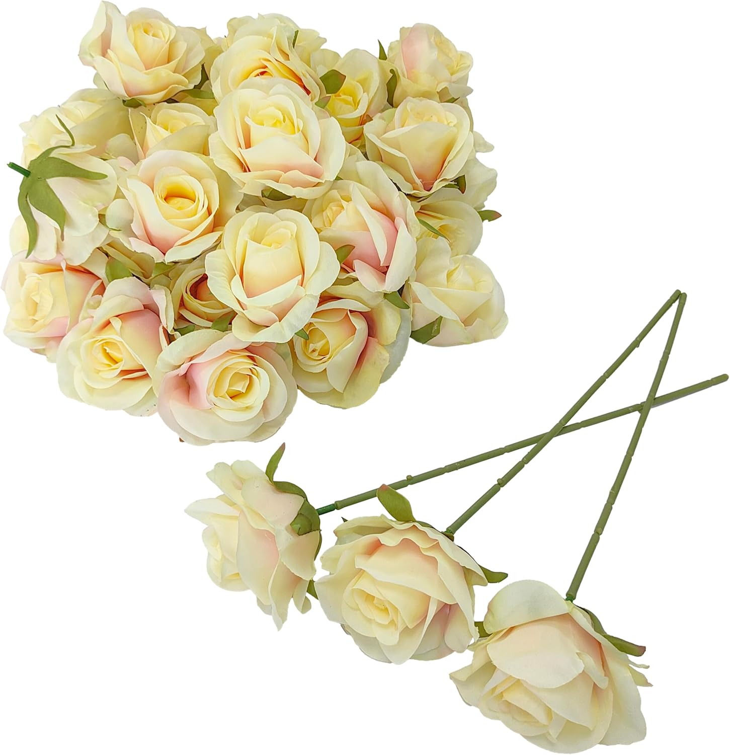UUGHWW-Artificial Satin Rose Flower Heads,42 Pcs Silk Rose Heads with ...