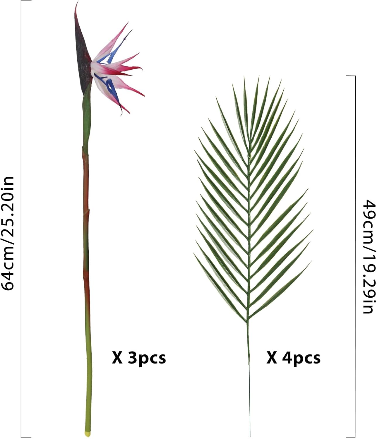 UUGHWW-Bird of Paradise Artificial Plant Combo Palm Leaves,Faux Bird of ...