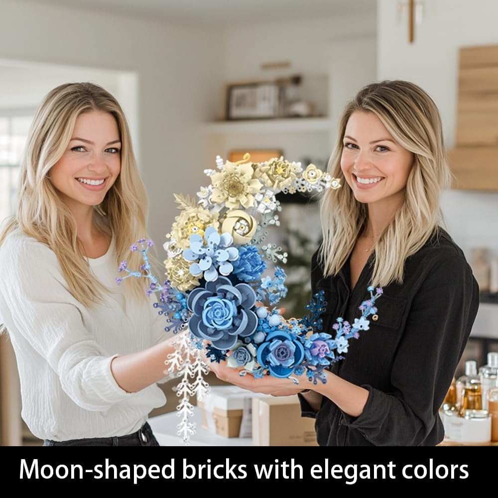 UUGHWW-Blue Moon Flower Building Blocks for Adults - Creative Crescent ...