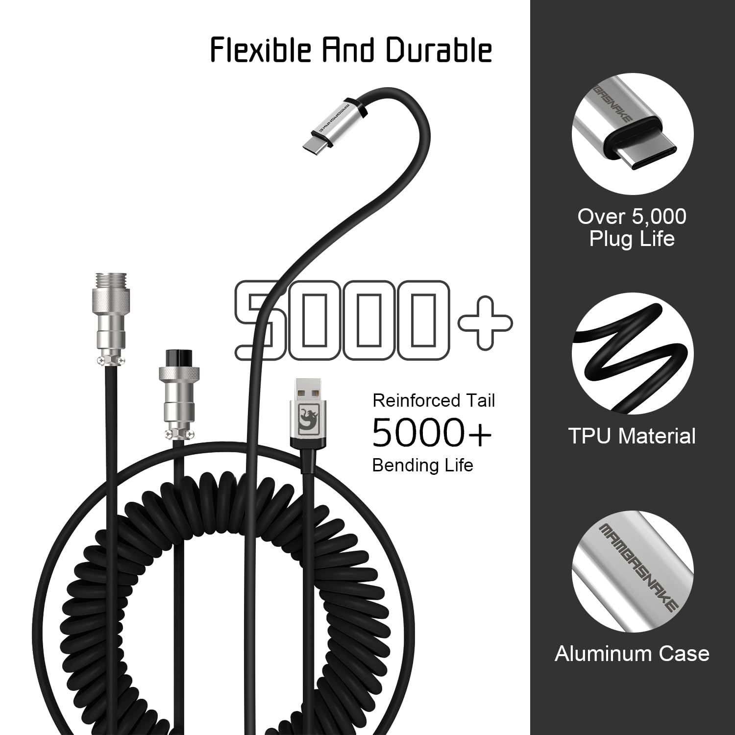 UUGHWW-C01 Custom Coiled USB C to A Cable with Detachable Double ...