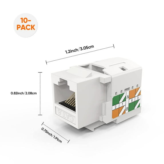 UUGHWW-Cat6 Keystone Jacks, 10-Pack RJ45 Keystone Jack, Ethernet ...