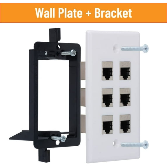 UUGHWW-Cat7 Keystone Wall Plate 6 Port, 1 Gang RJ45 Wall Plate with ...