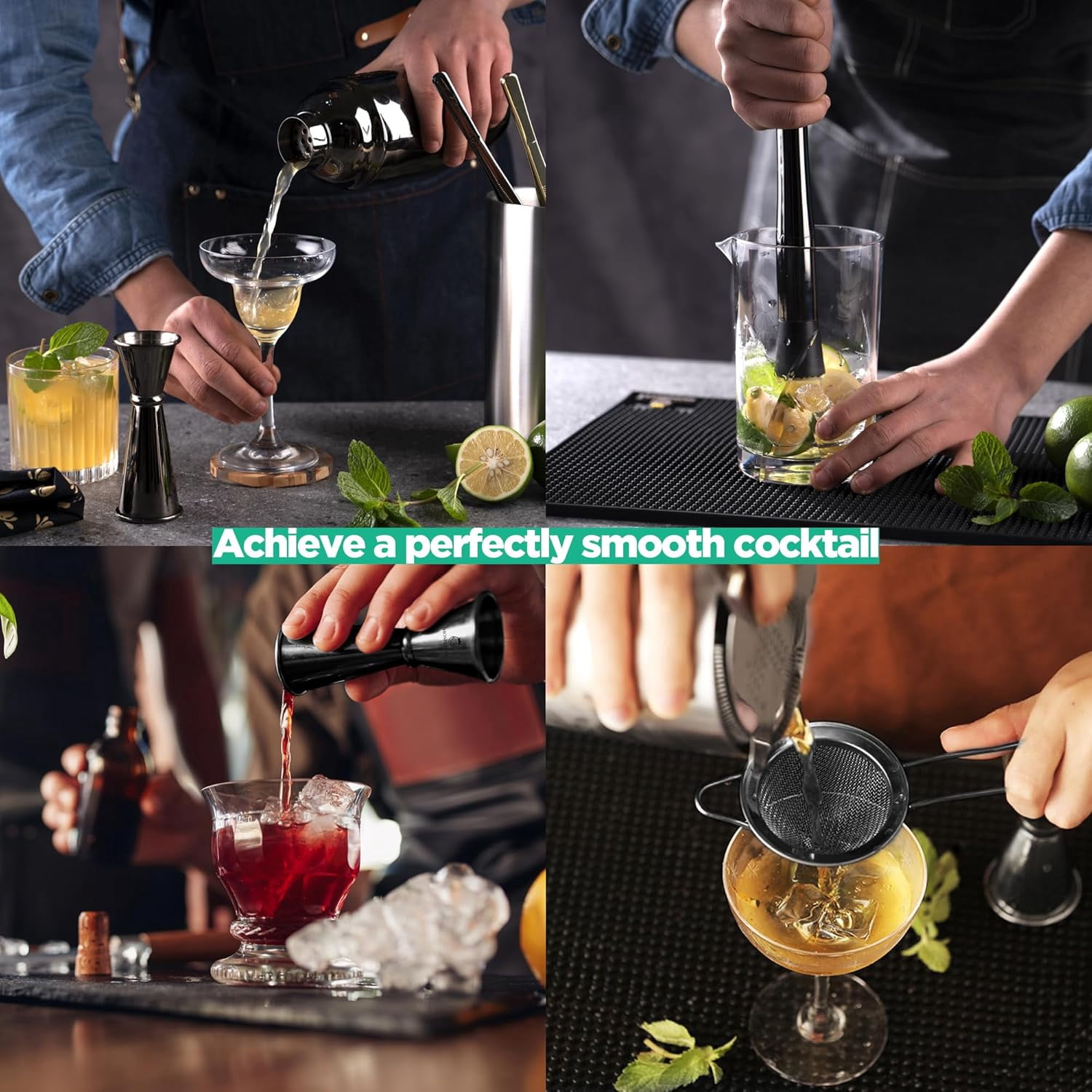 UUGHWW-Cocktail Shaker Set, Mixology Bartender Kit 11-Piece Bar Tool ...