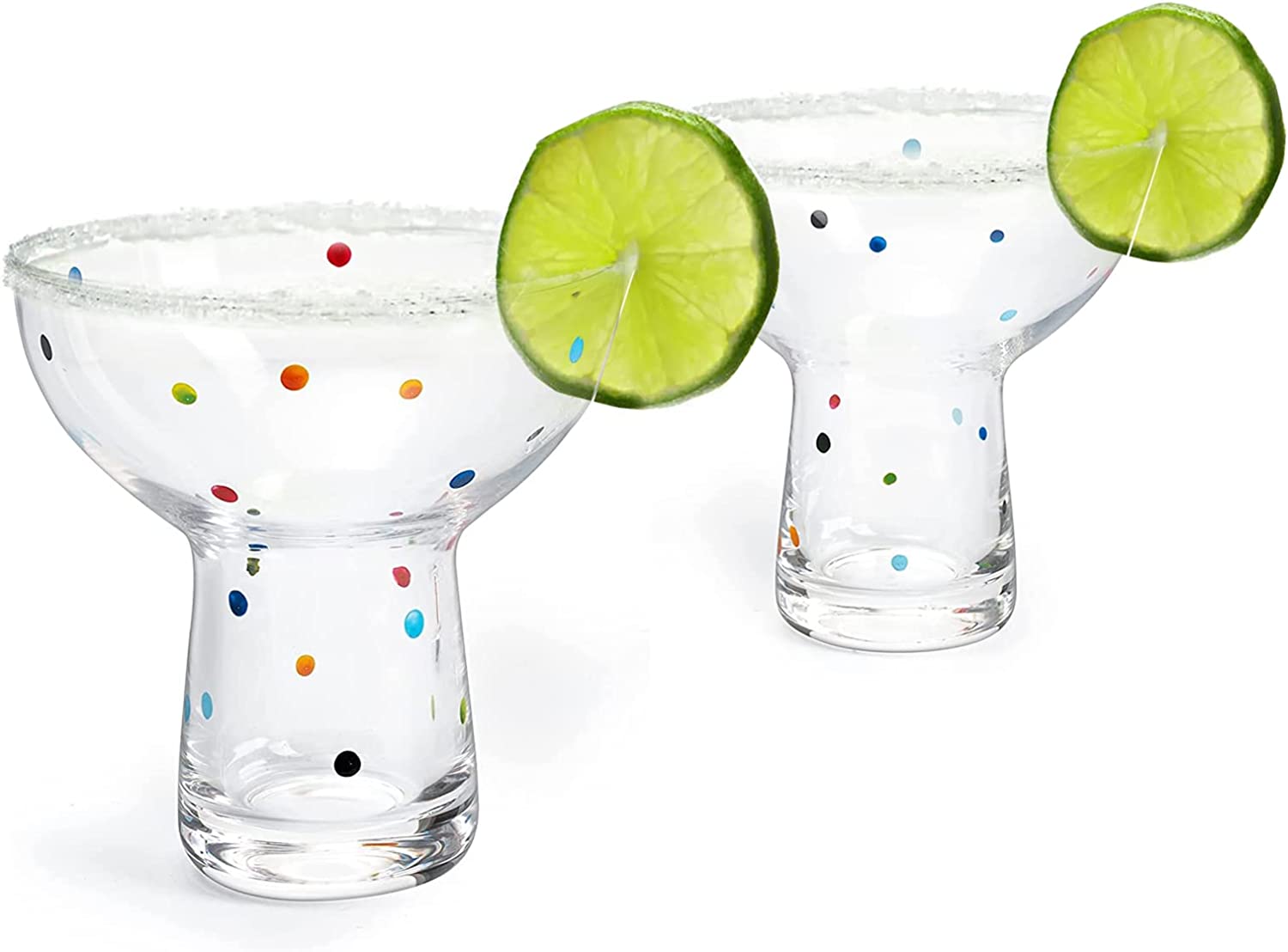 UUGHWW-Colorful Polka Dot Hand Blown Glasses – Confetti Margarita, Wine ...