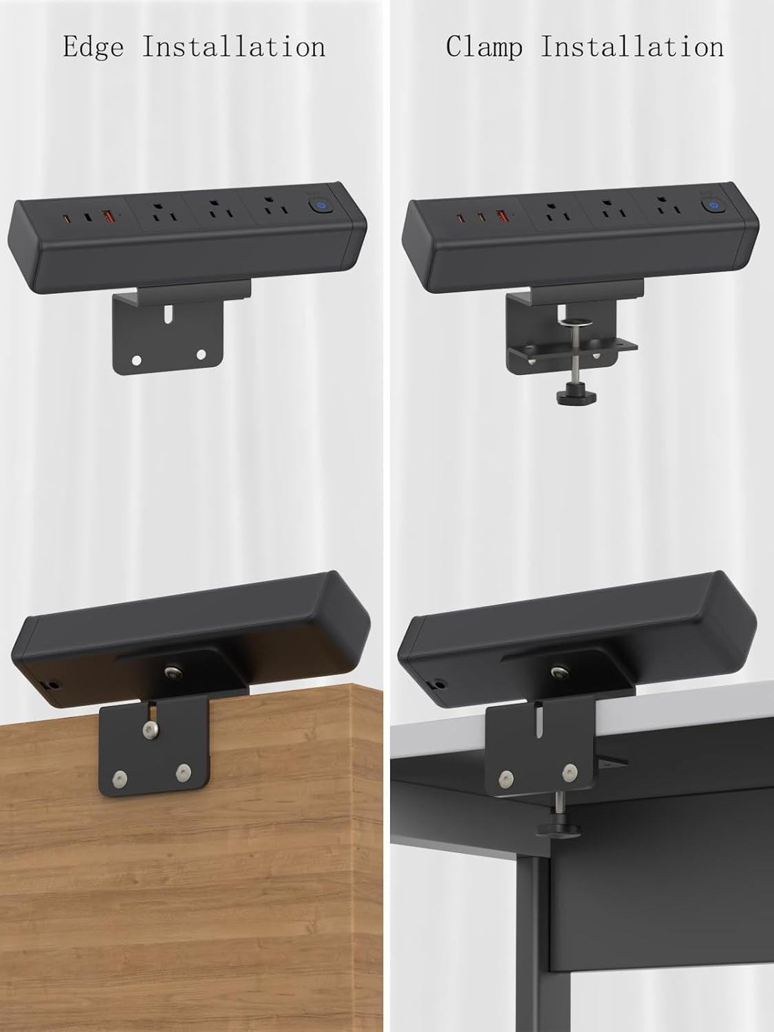 UUGHWW-Desk Clamp Power Strip with 65W USB-C&USB A Ports 3 AC Outlet ...