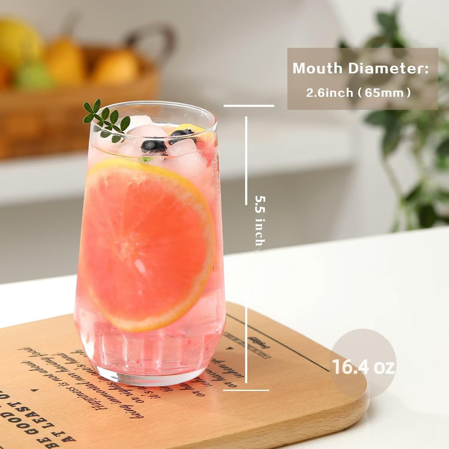 UUGHWW-Drinking Glasses Set of 6, 16.4 oz Crystal Water Glasses,Tall ...