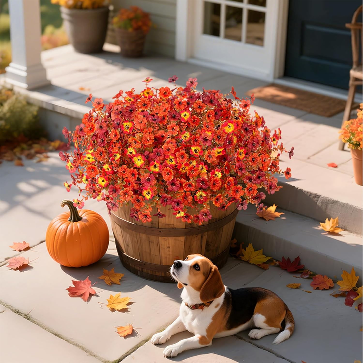 UUGHWW-Fall Mums Artificial Flowers for Outdoors Potted, Fake Fall ...