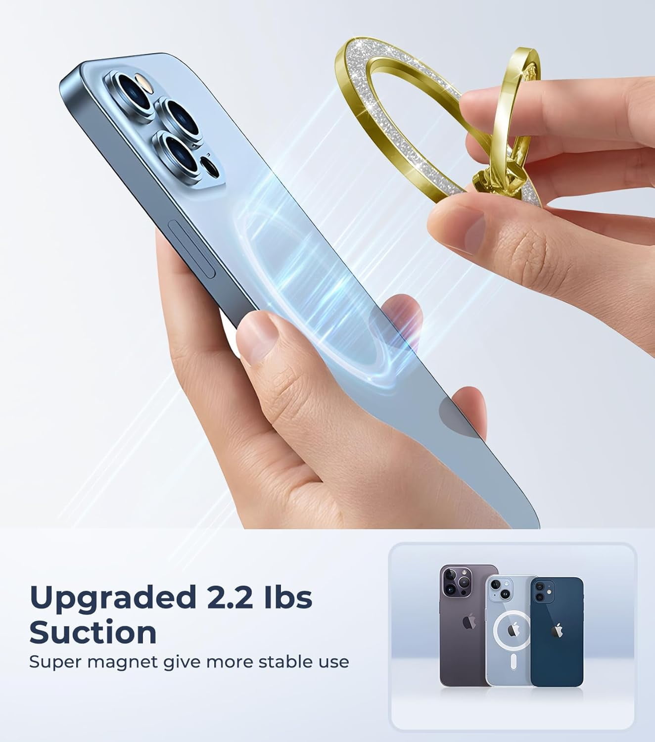 UUGHWW-Fashionable Magnetic Phone Ring Holder for MagSafe, Glitter ...
