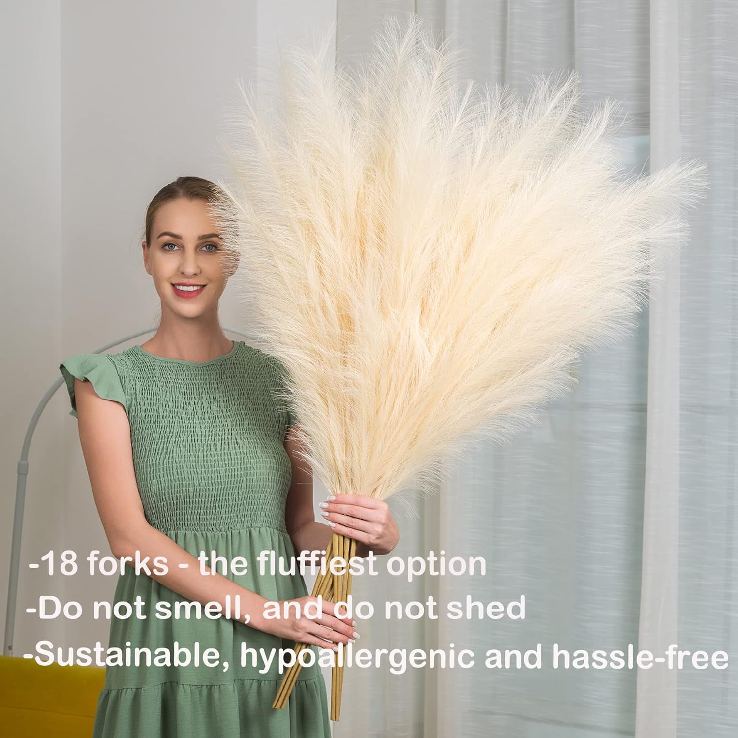 UUGHWW-Faux Pampas Grass 6 Stems, Artificial Pampas Grass - 43 inch ...