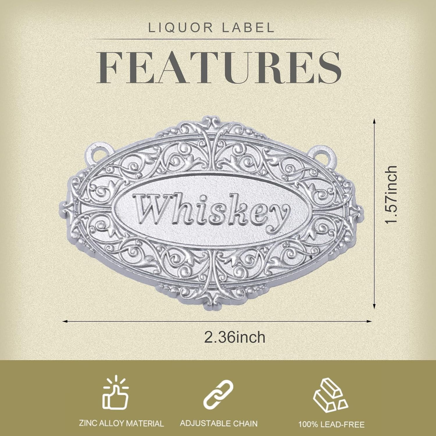 UUGHWW-Gorgeous Silver Decanter Liquor Tags - Set of 9, Adjustable ...
