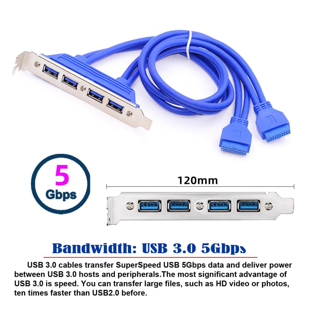 UUGHWW-Internal Four Ports USB 3.0 Female Mount Panel to Motherboard ...