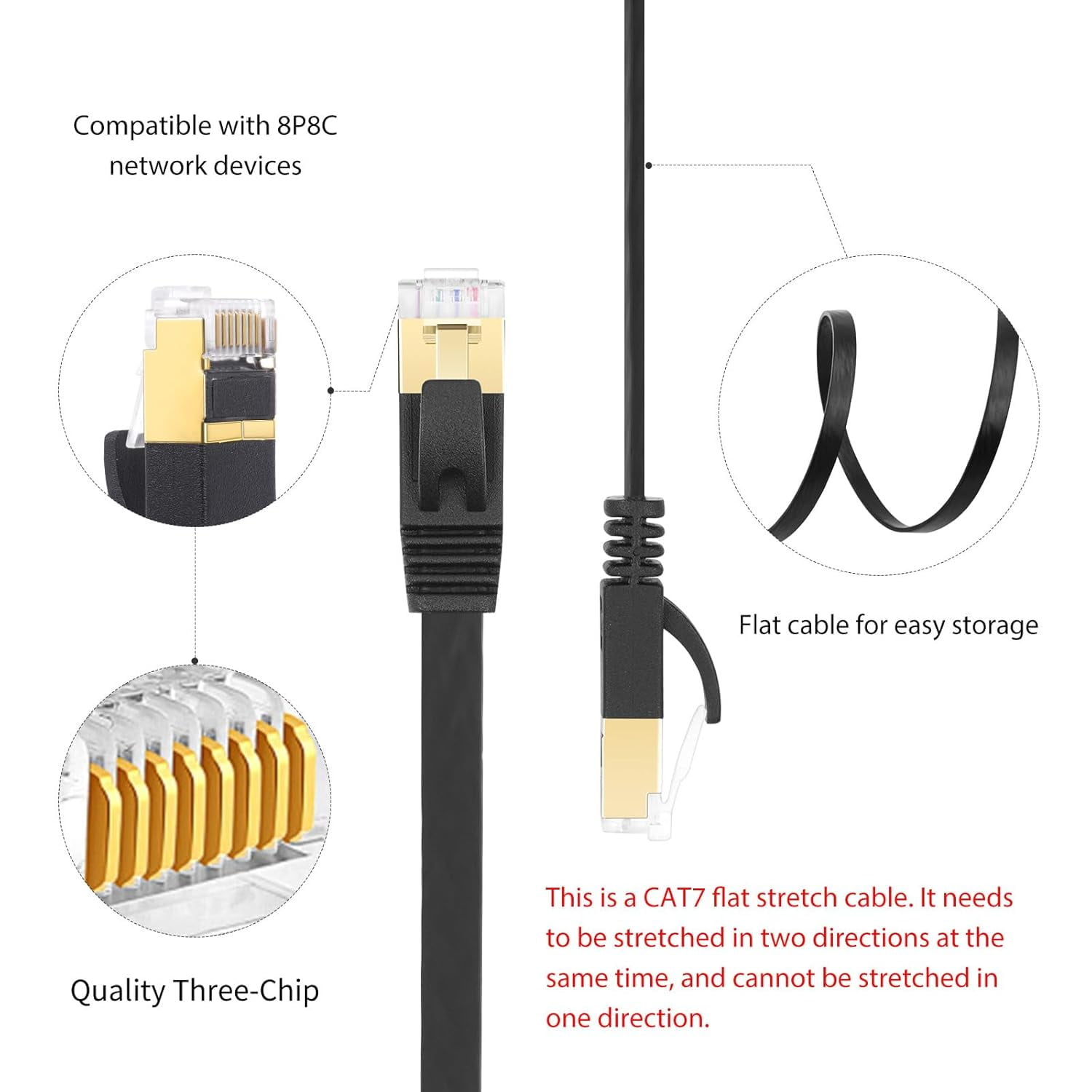 UUGHWW-MAYWILLA Retractable Ethernet Cable 10gbps High Speed Cat7 Flat ...