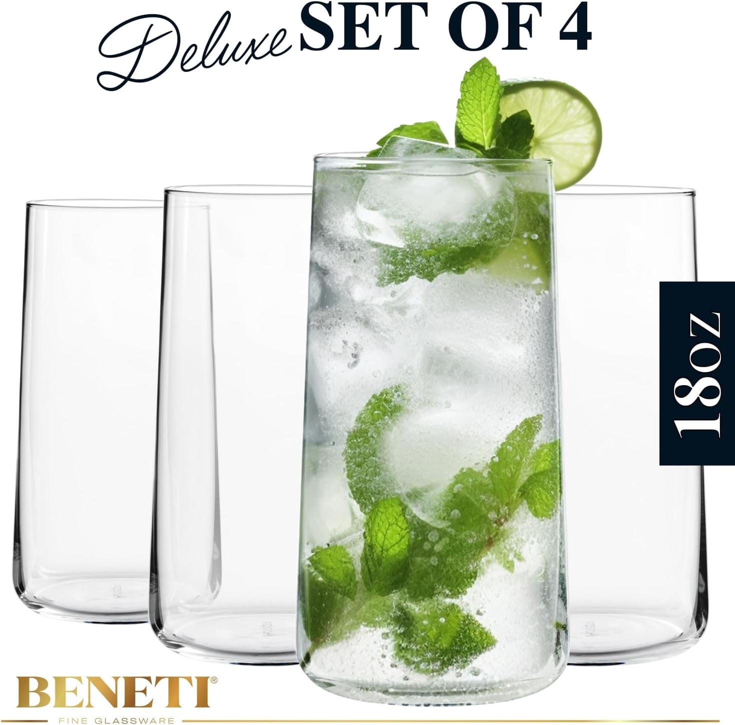 UUGHWW-Modern Crystal Glass Cups, Tall Highball Drinking Glasses Set of ...