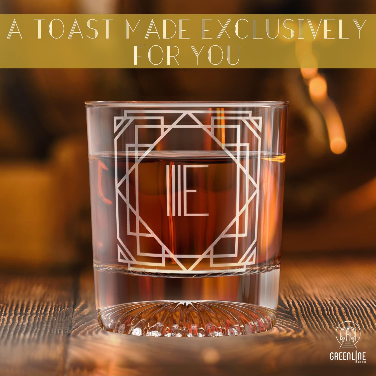 UUGHWW-- Monogram Art Deco Etched Letter E Whiskey Glass Perfect for ...