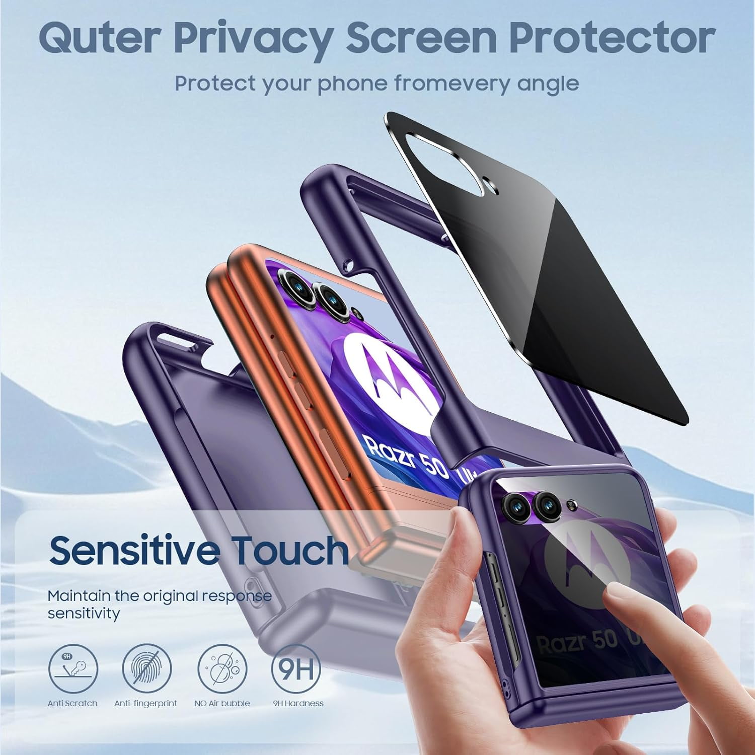 UUGHWW-Motorola Razr+2024/2025 Case, [Privacy Screen Protector] [Hinge ...