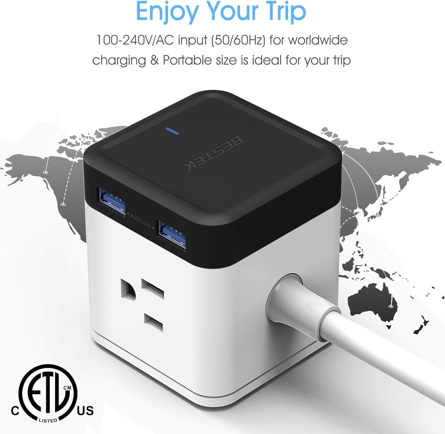 UUGHWW-Power Strip with USB, Multiple Plug with 3 Outlets 4 USB, 5 ft ...