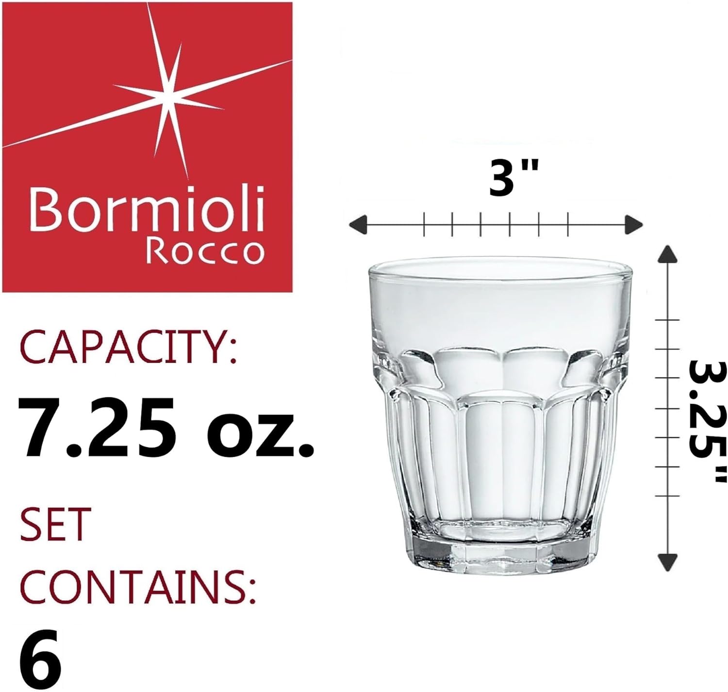 UUGHWW-Rock Bar 7.25 oz. Juice Stackable Tempered Beverage Glasses for ...
