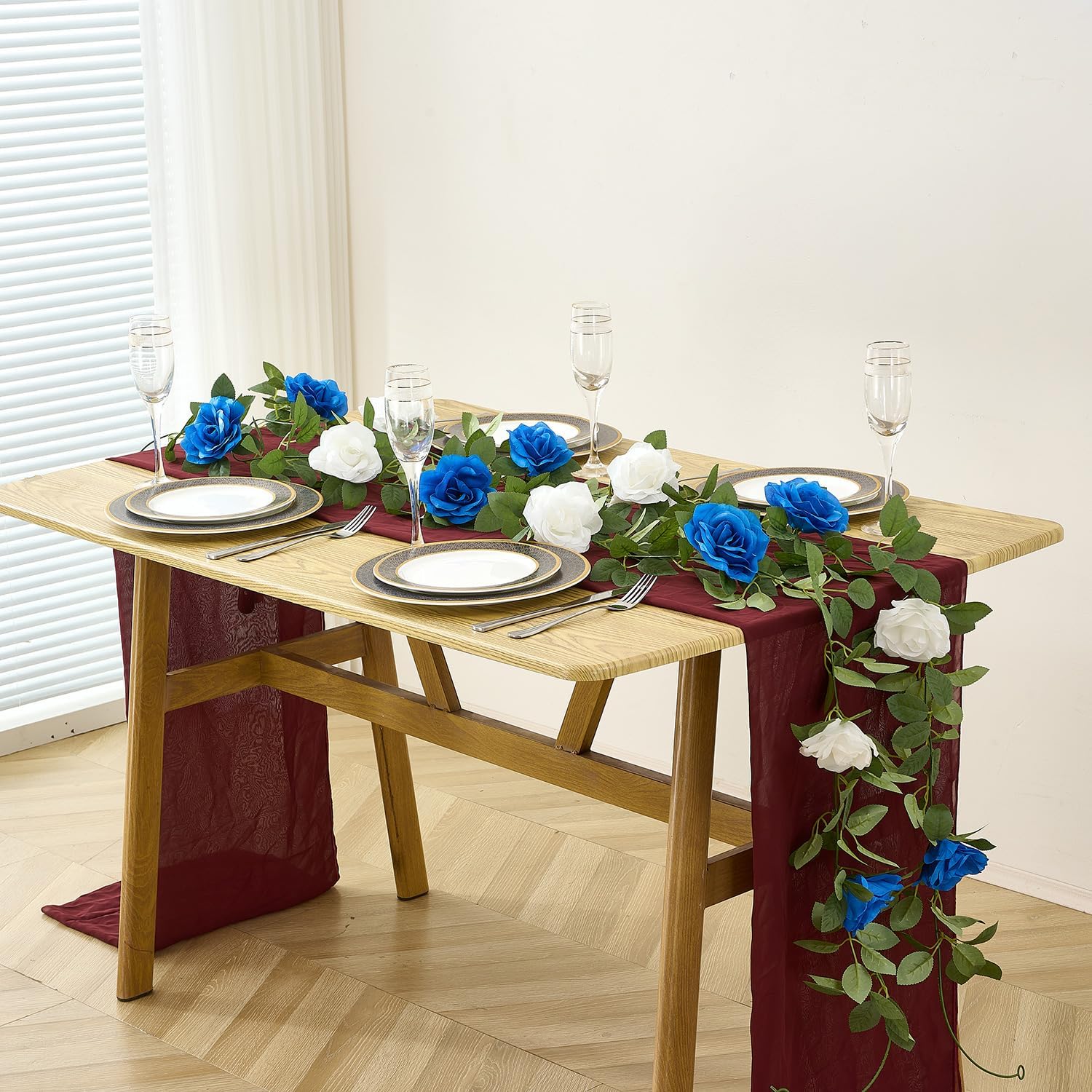 UUGHWW-Royal Blue Artificial Rose Garlands Rose Vines Leaves Banners ...