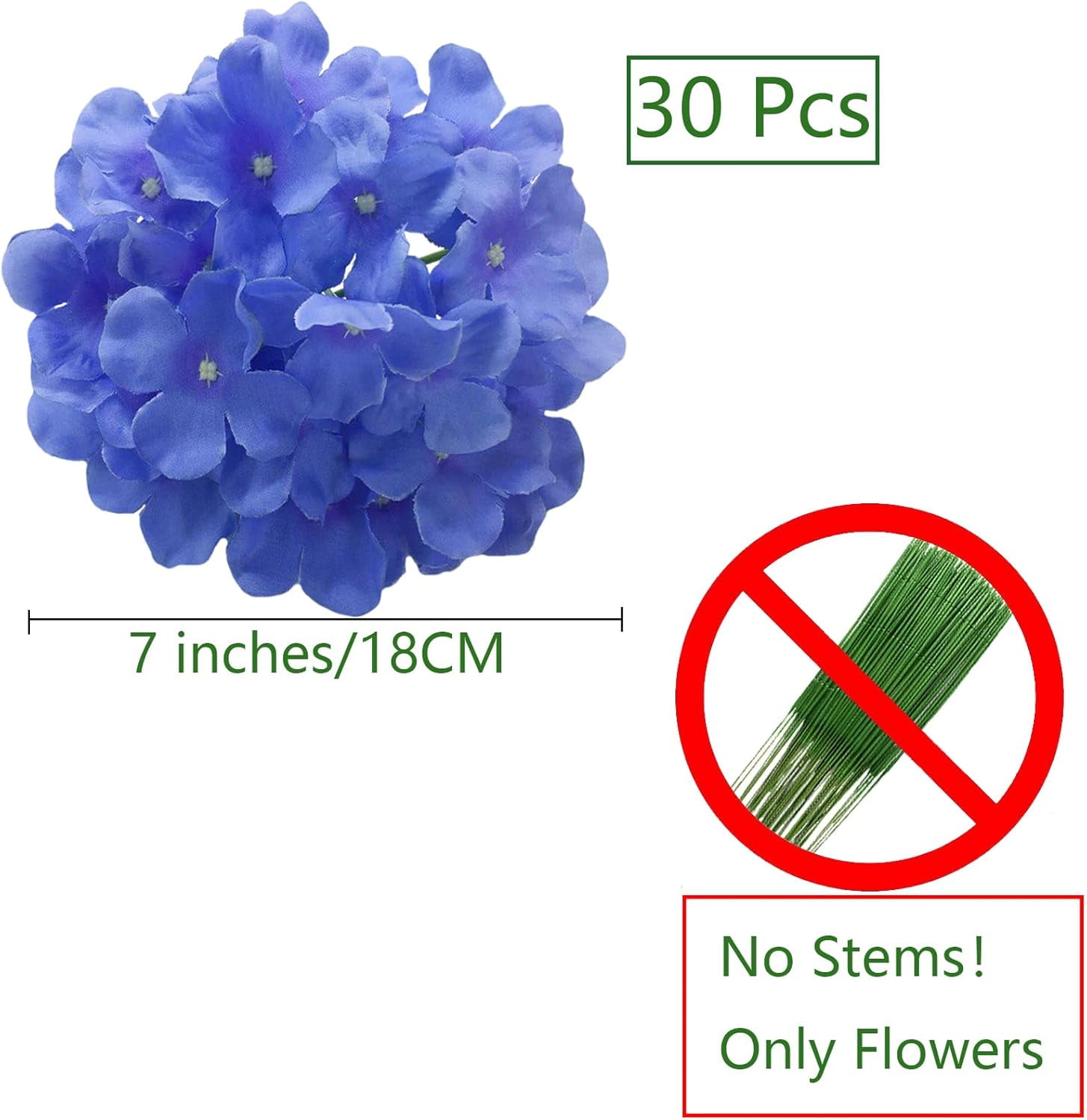 UUGHWW-Silk Hydrangea Heads 30 Pcs Artificial Flowers Only Heads No ...