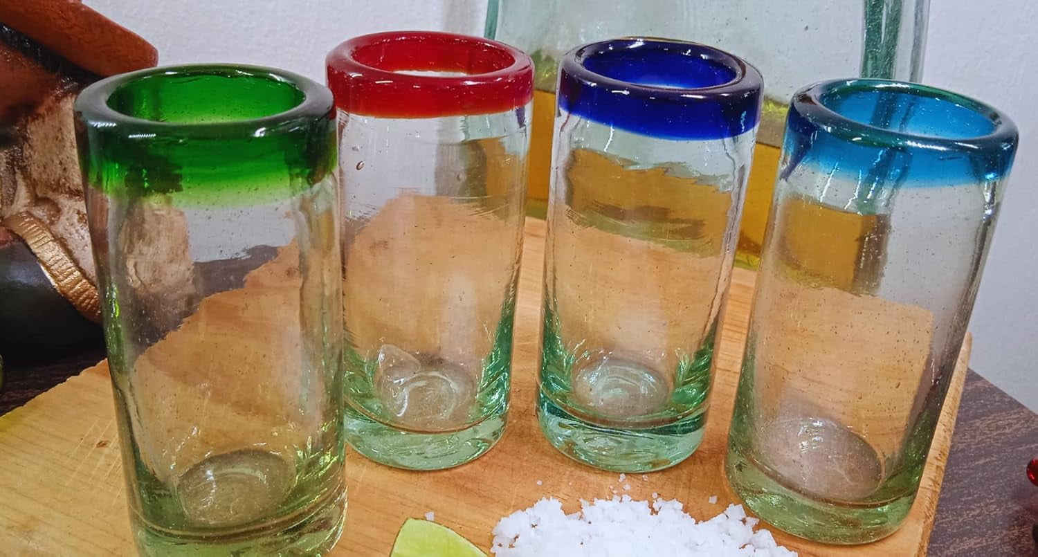 UUGHWW-Specialty Mexican Tequila Glasses, Hand-Blown with Unique Color ...
