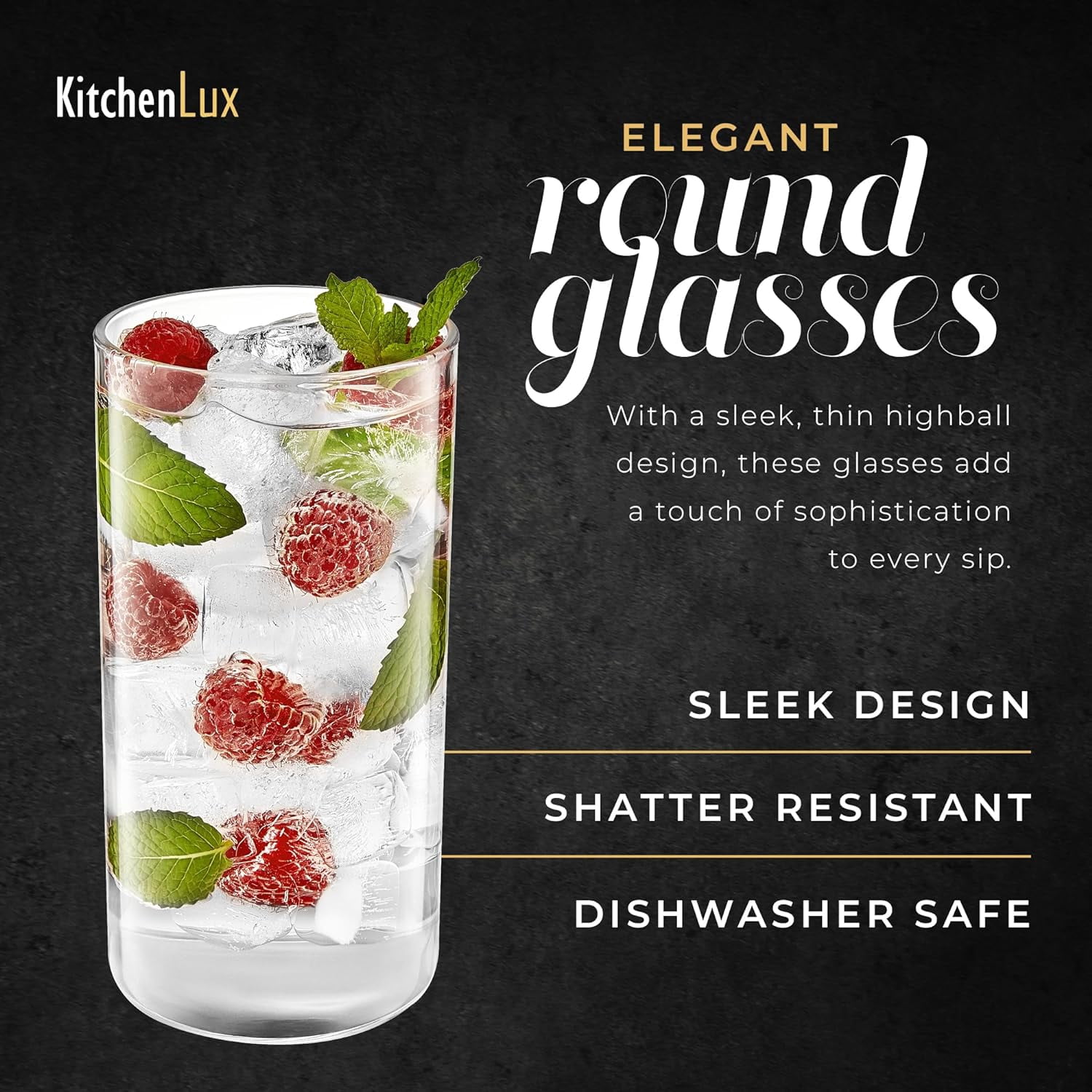 UUGHWW-Thin Round Drinking Glasses Set of 4-19 oz Tall Water Glasses ...