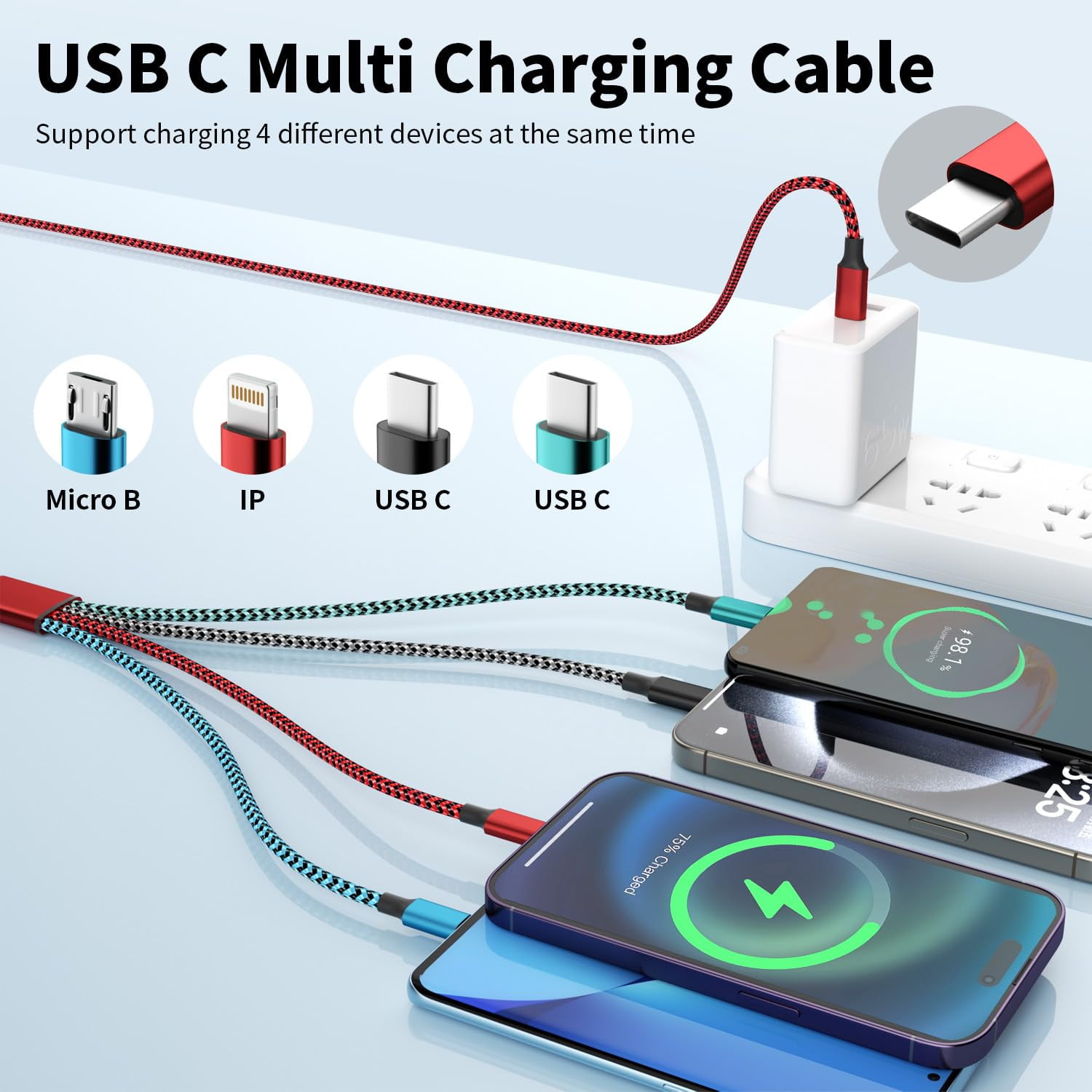 UUGHWW-Travel Essentials, Dual Type-C 4 in 1 Charging Cable, USB C ...