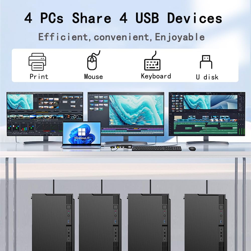 UUGHWW-USB 3.0 Switch Selector 4Computers Share 4 USB for PC Laptop ...