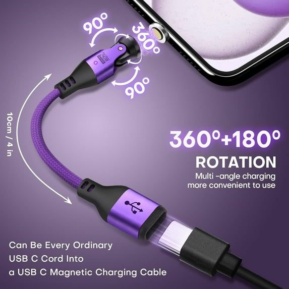 UUGHWW-USB C Magnetic Adapter PD 240W 6" 2 Pack & 6 Tips, Can Be Type-C ...