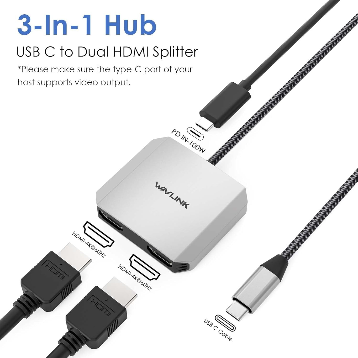 UUGHWW-USB C to Dual HDMI Adapter, Dual Monitor Adapter with Dual HDMI ...