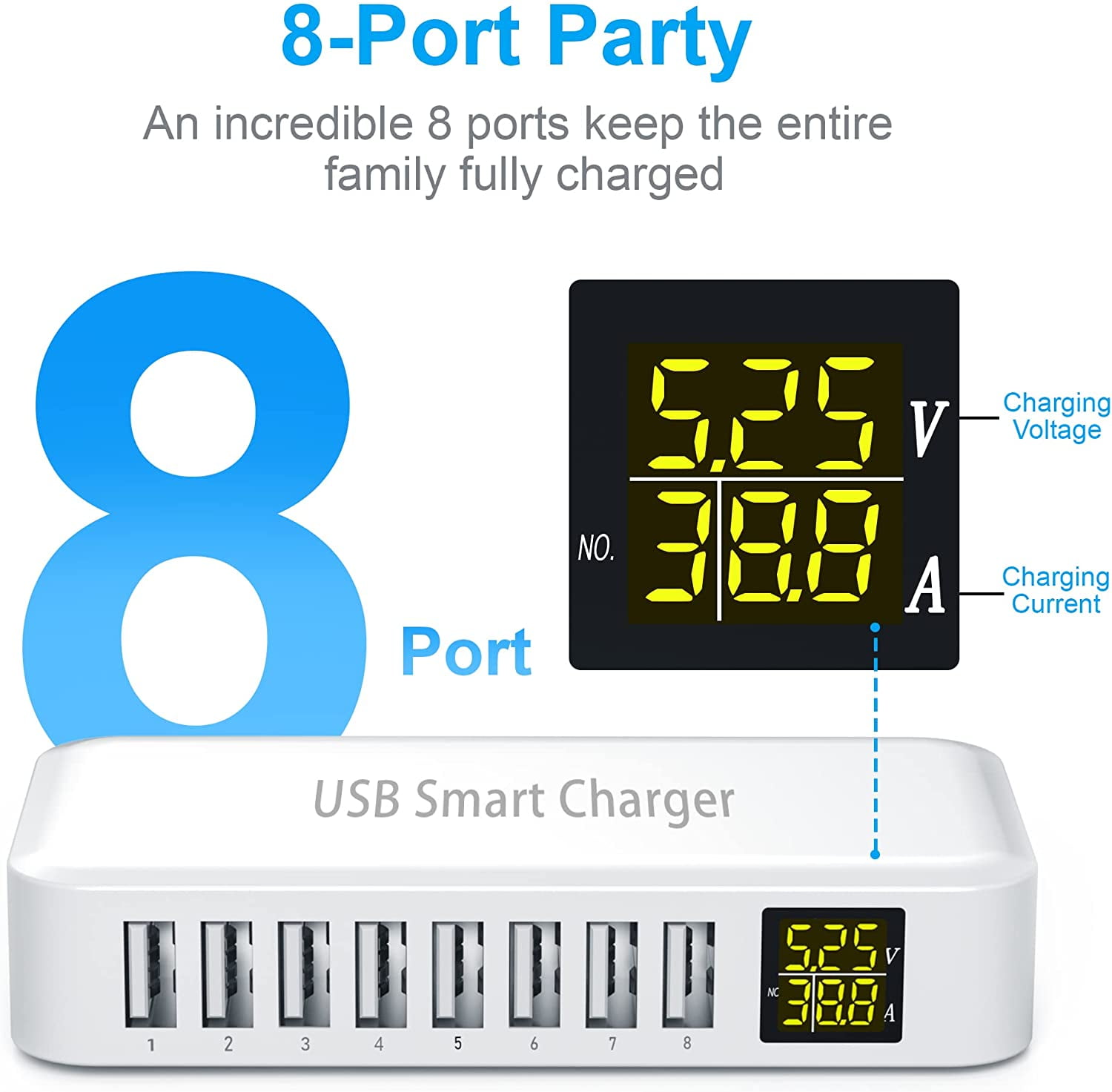 UUGHWW-USB Charging Station, Ziwodiv 8-Port 60W/12A Charger Station ...