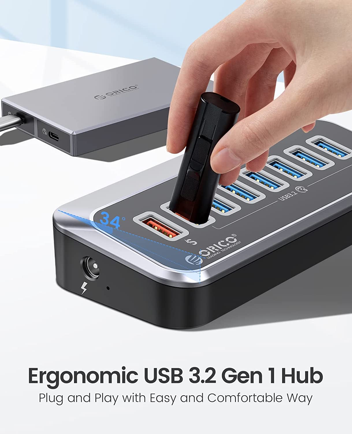 UUGHWW-USB Hub 5Gbps, 7-Port USB 3.0 Hub with 3.28Ft Cable, Compatible ...