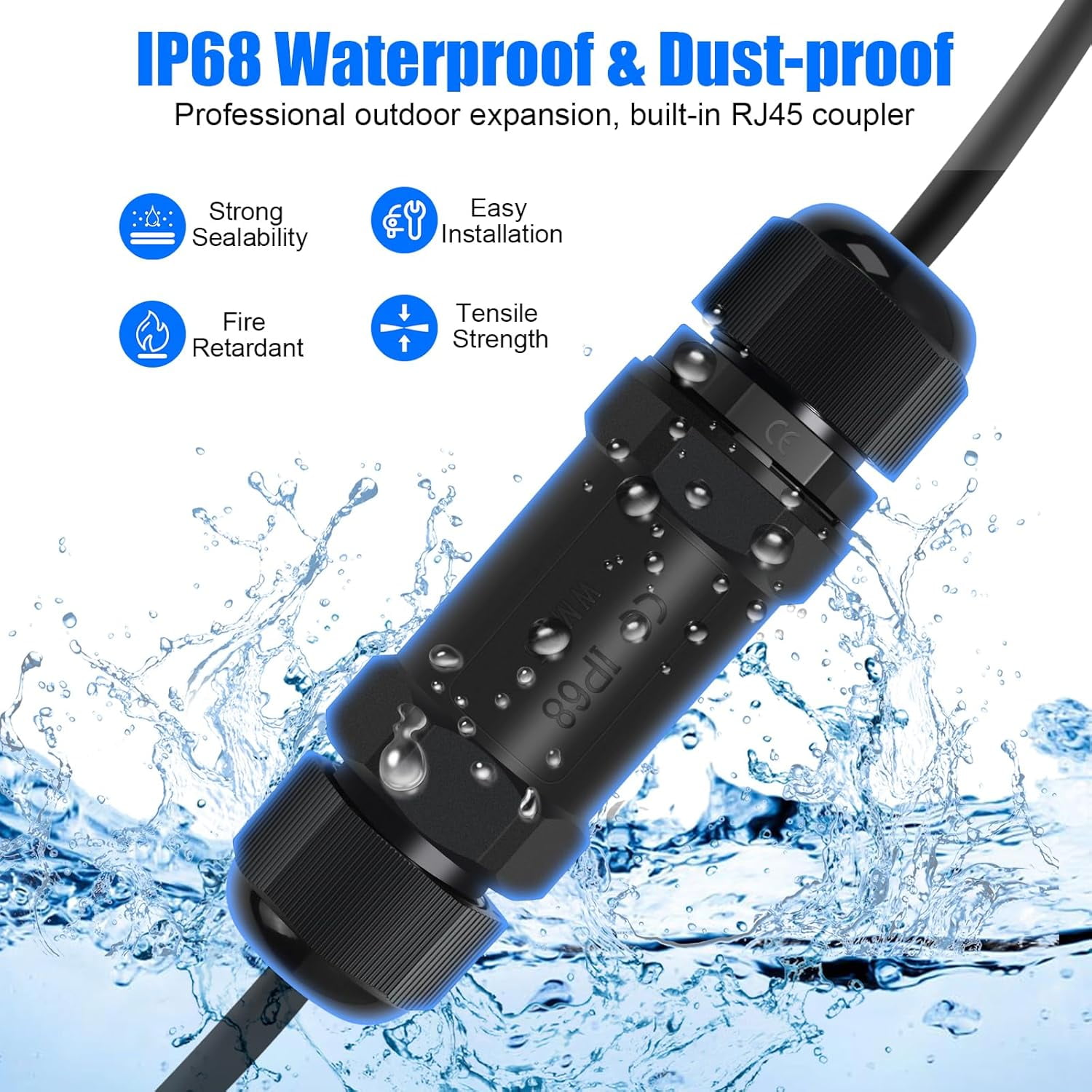UUGHWW-Waterproof RJ45 Ethernet Coupler 2 Pack, Outdoor IP68 Shielded ...