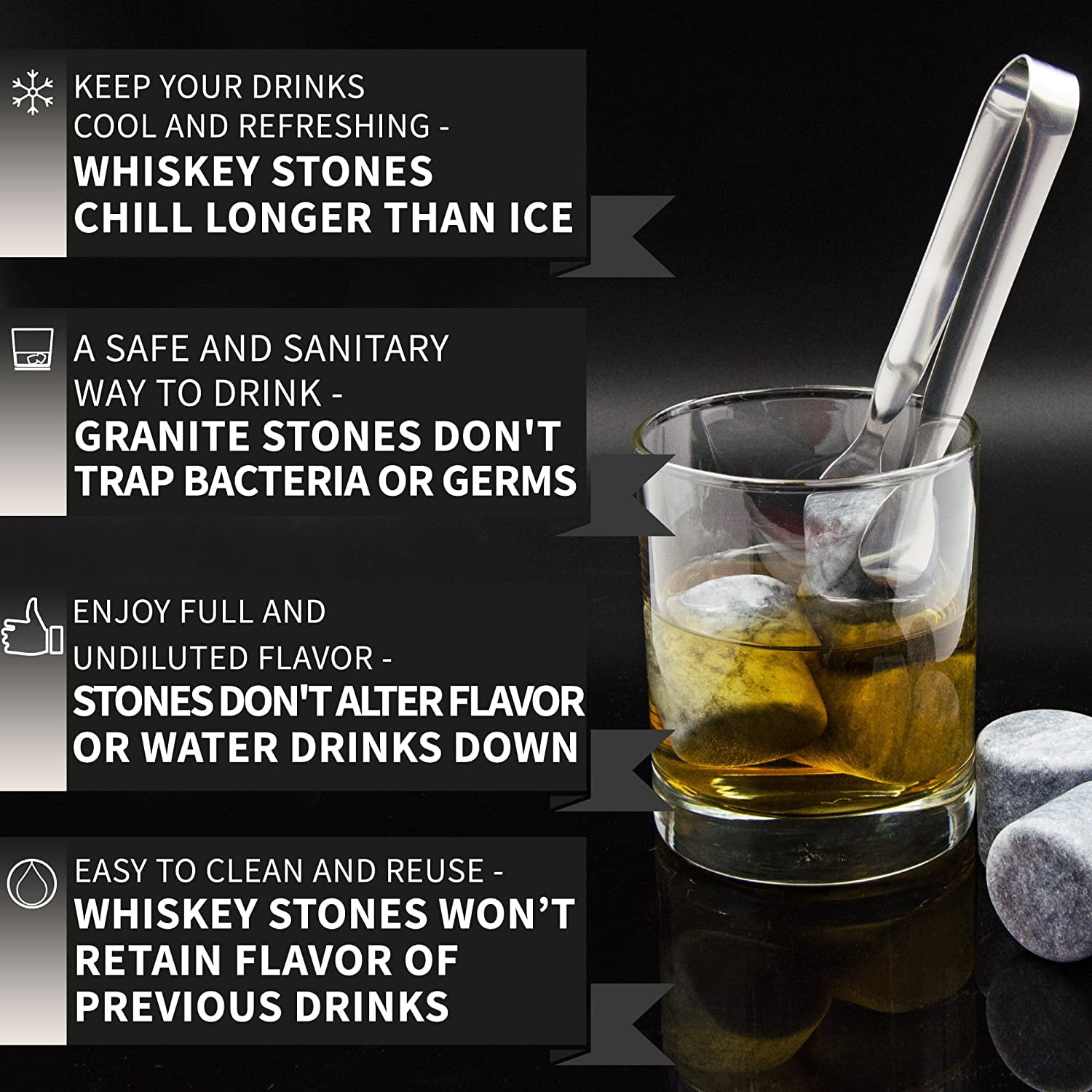 UUGHWW-Whiskey Stones Gift Set of 6 with Wooden Storage Tray and ...