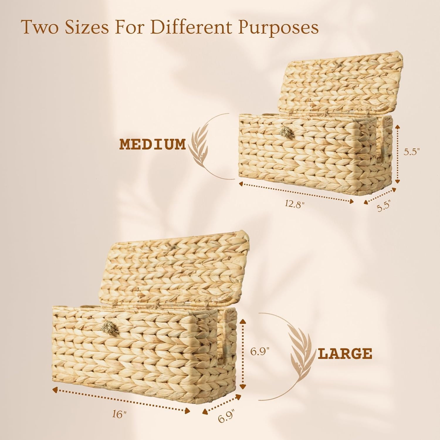 UUGHWW-Wicker Cable Management Box with Lid, Set of 2 Handwoven Water ...