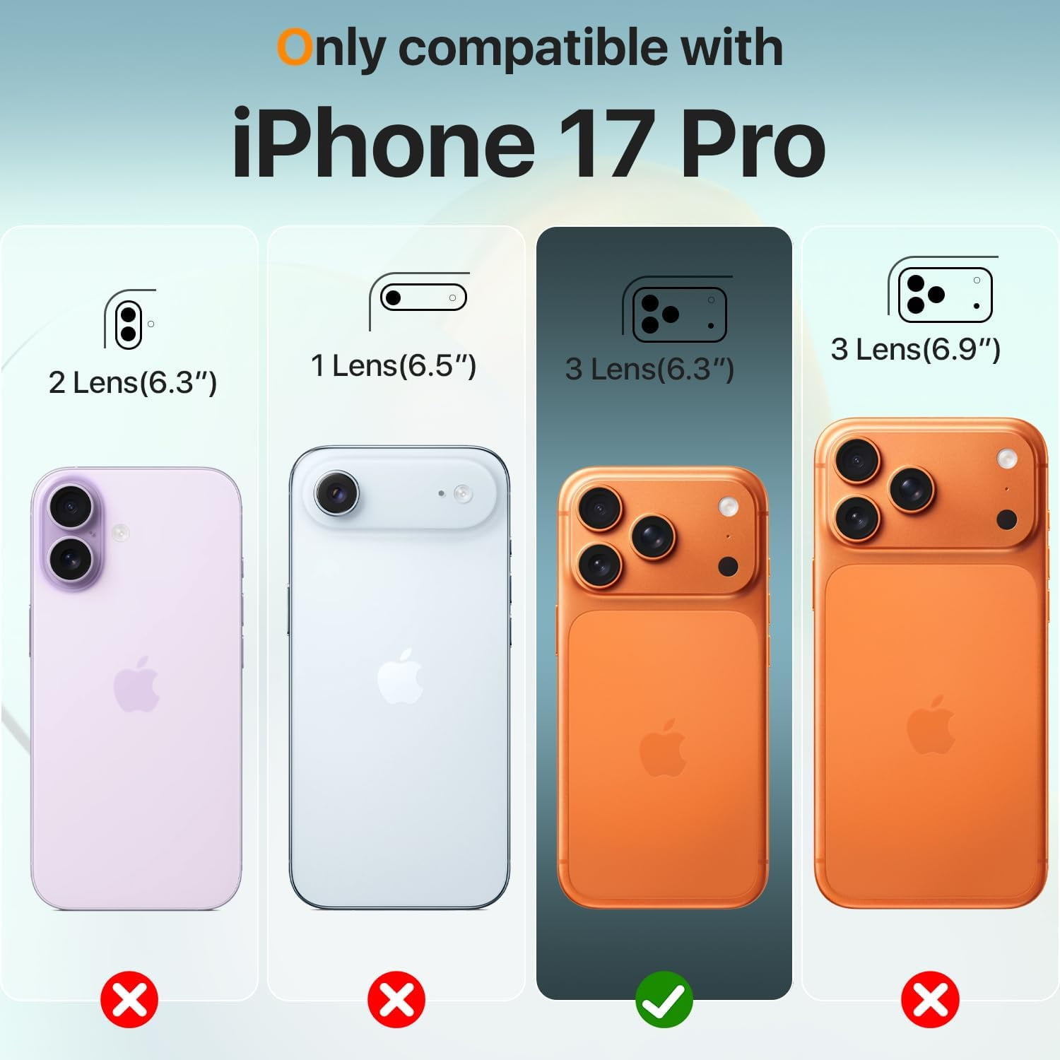 UUGHWW-for iPhone 17 Pro Case with 2 Pack Screen Protectors, Compatible ...